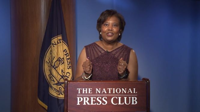 Dan Rather swears in Lisa Matthews as Club president at online ...